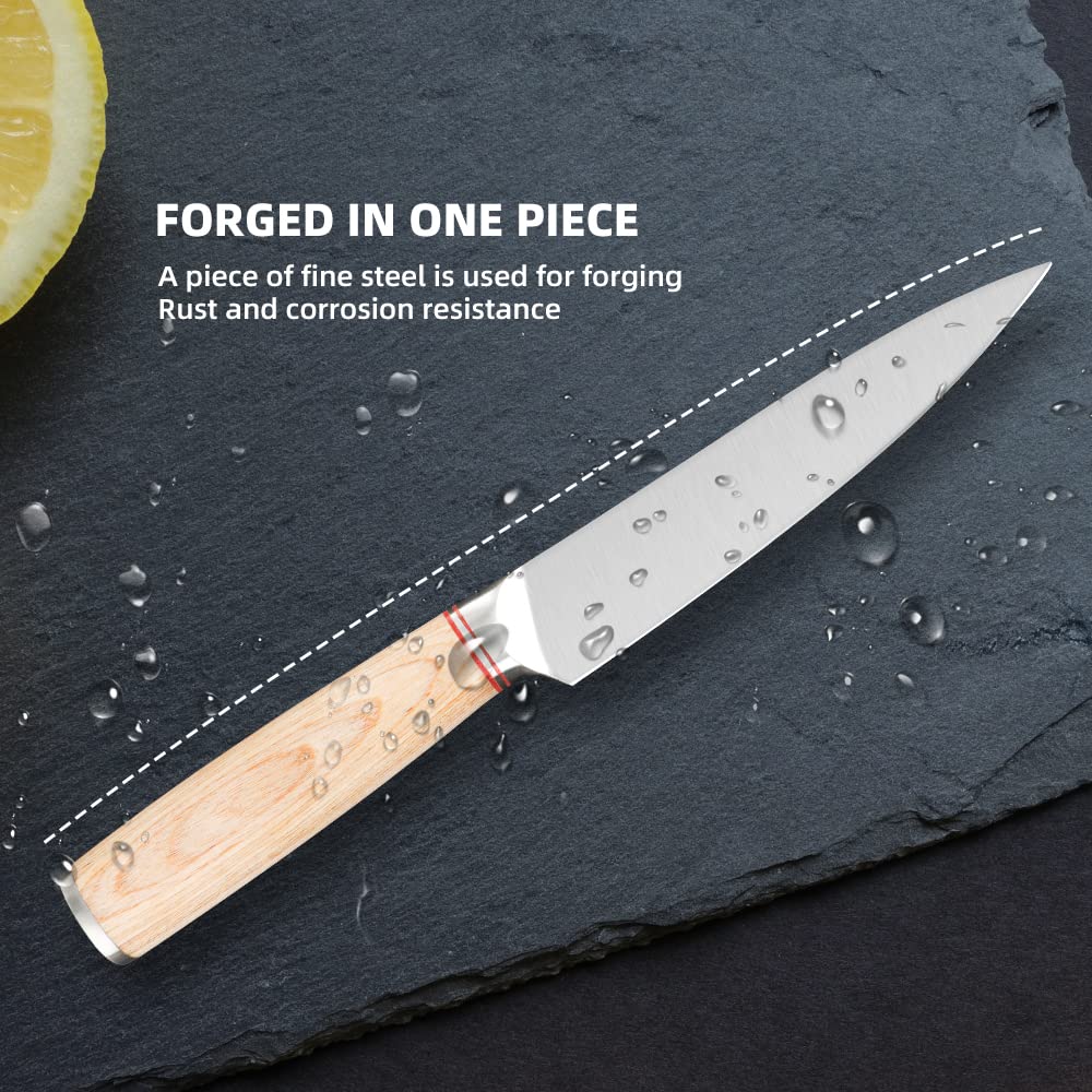 Fseoot Kitchen Utility Knife, Small Kitchen Knife Vegetable and Fruit Knife, Paring Knife with Ergonomic Handle for Home and Outdoor Use (khaki)