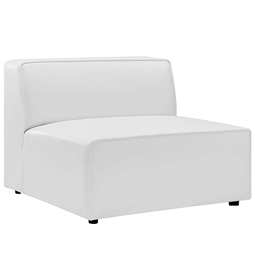 Modway Mingle Vegan Leather Sectional Sofa Armless Chair, White