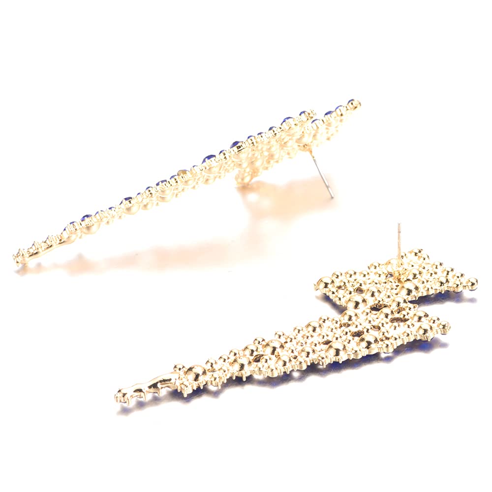 Crystal Lightning Bolt Dangle Earrings, Flash Statement Earrings for Women Dangling KELMALL COLLECTION