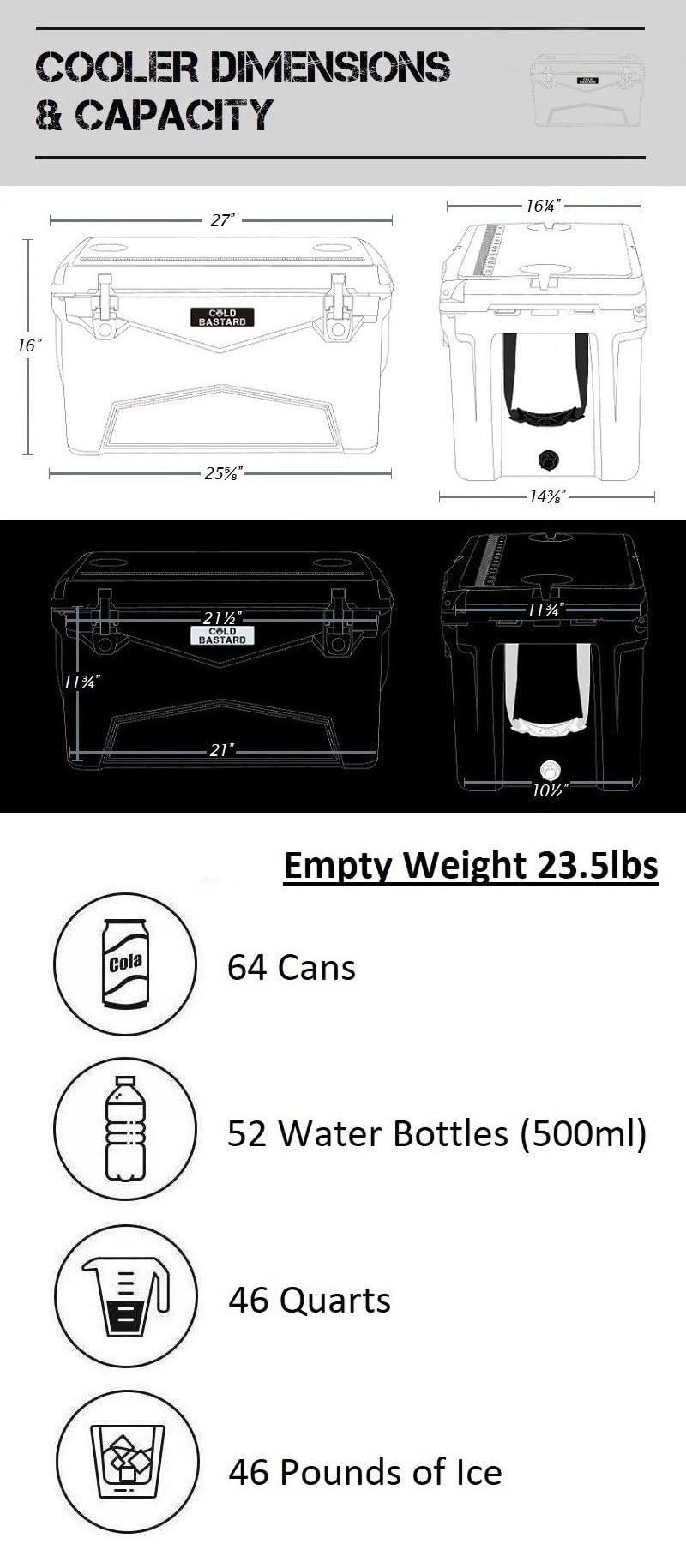 COLD BASTARD COOLERS 45QT Cold Bastard Rugged+ CAMO Red Best Premium Ice Chest Cooler Accessories Free S&H, CB45-CR