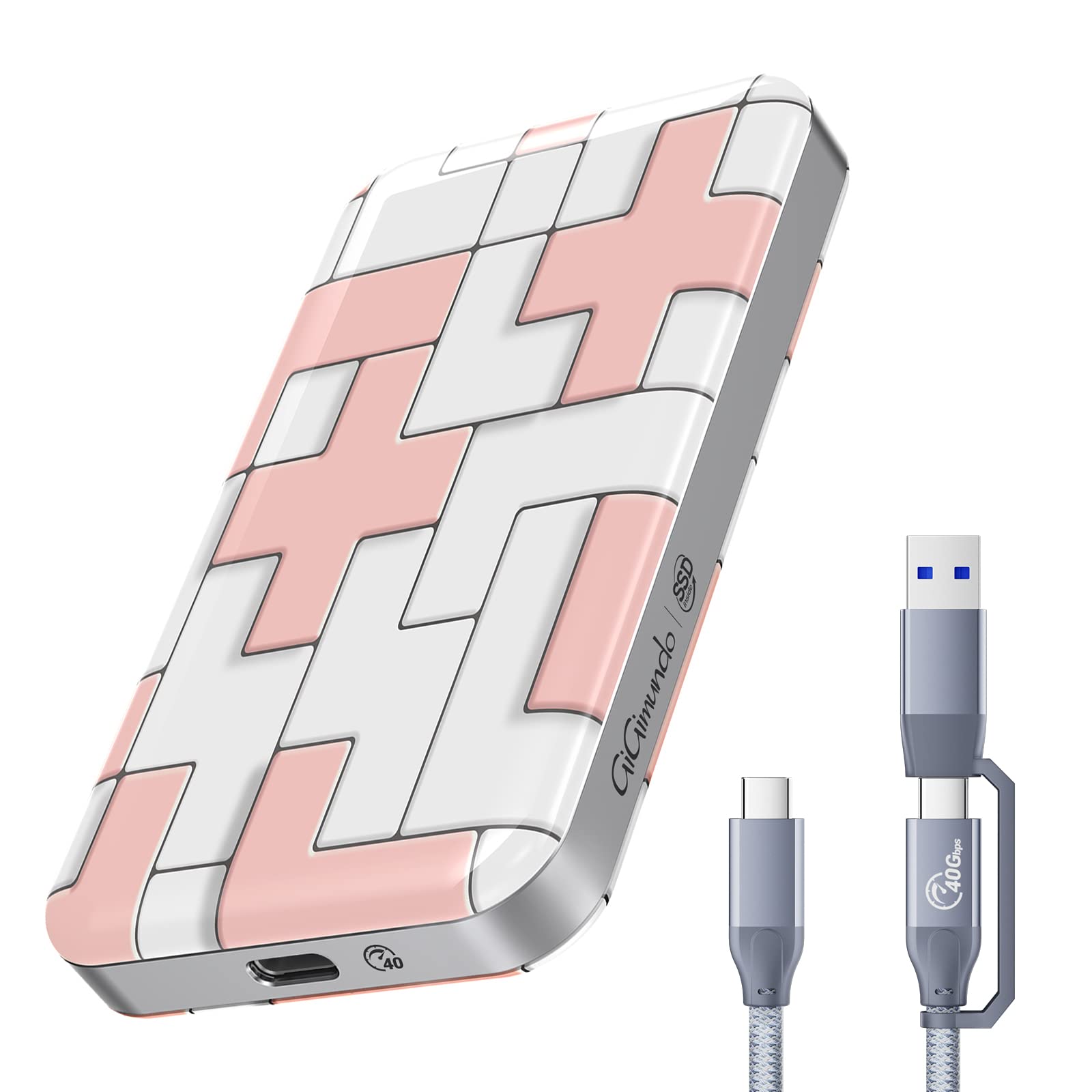GiGimundo 2T Portable SSD - Fast 40Gbps Transfer Speed with USB4.0 - Up to 3000+MB/S Data Transfer - USB-C Expansion for PS4 PS5, PC, Laptops