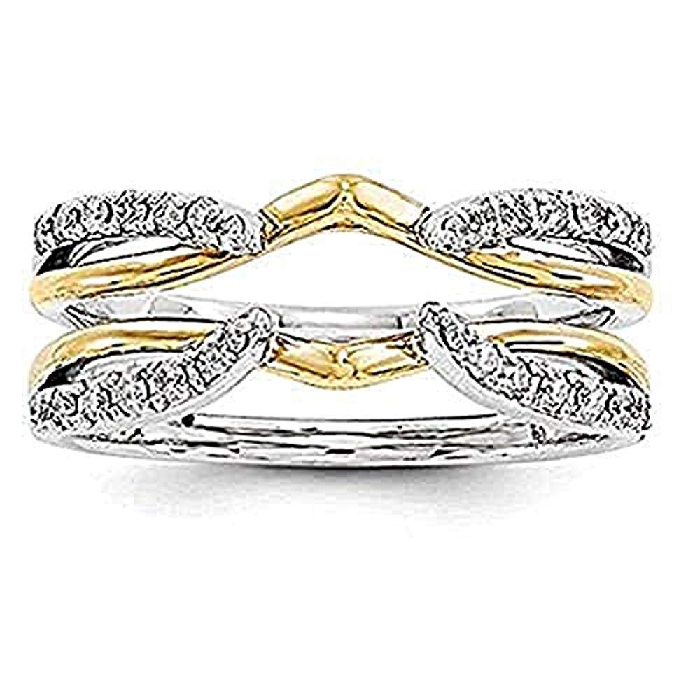 Dabangjewels 1/4 ct Simulated Diamond Enhancer Solitaire Engagement Ring 14k Two Tone Gold Over Sterling SIlver Guard Wrap Jacket