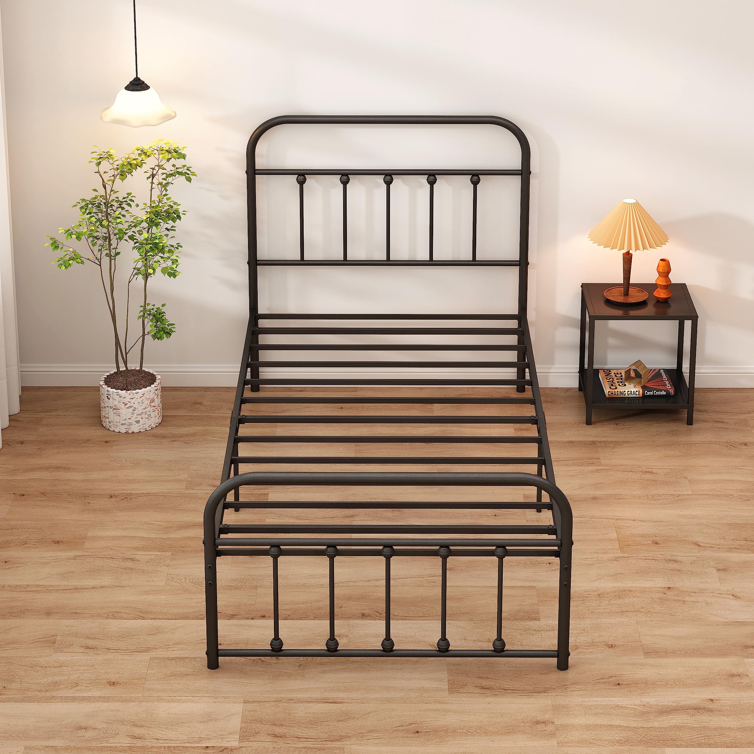 Closadin Classic Metal platform bed Frame with Heaboard and Footboard,Strong Metal Slats Support,No Box Spring Needed,Easy Assembly,Full Size,Black