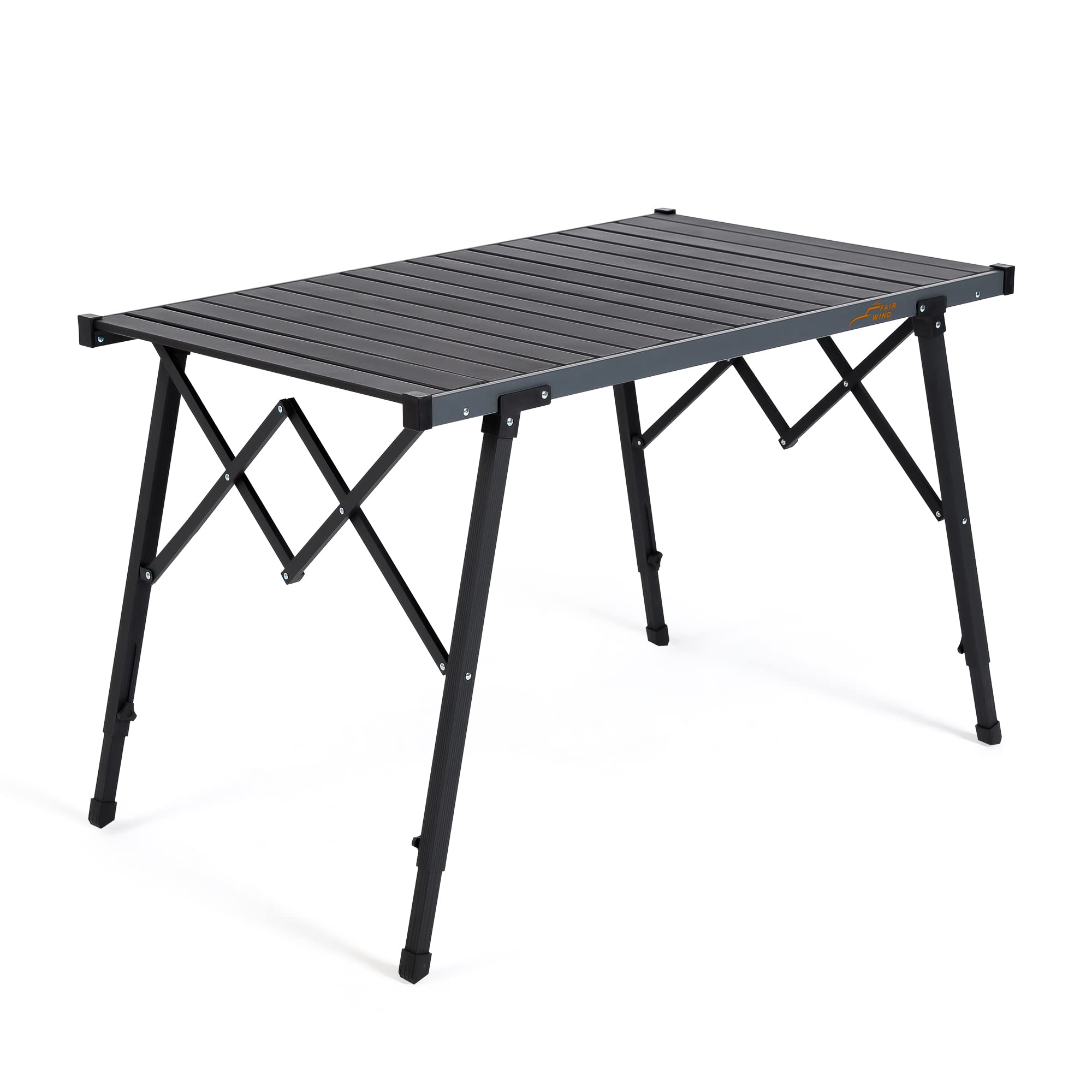 FAIR WIND Outdoor Table Folding Portable Lightweight Aluminum Camping Table with Adjustable Legs Large Camp Table with Carry Bag, 4-6 Person
