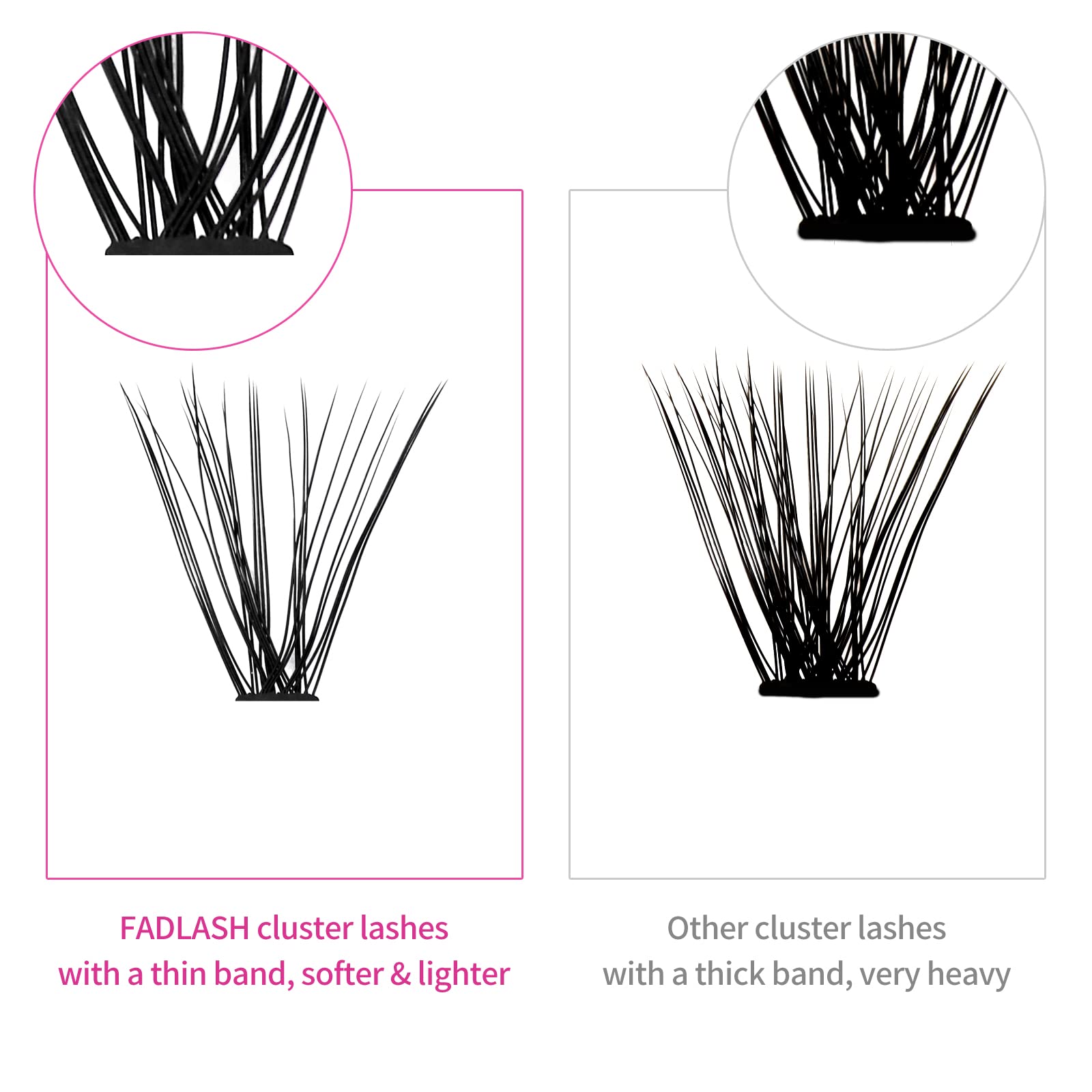Fadlash DIY Lash Cluster individual Eyeslash Extension Volume Lash Clusters Thick Band Wispy Natural Eyelash Extension,Large Tray (40D-0.07-D, 8-16mm)