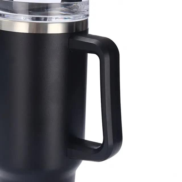 FAMKX 40oz Insulated Travel Mug Tumbler With Handle And Straw,Stainless Steel Double wall Vacuum Thermos Cup Keep Drink Cold and Hot (Caramel)