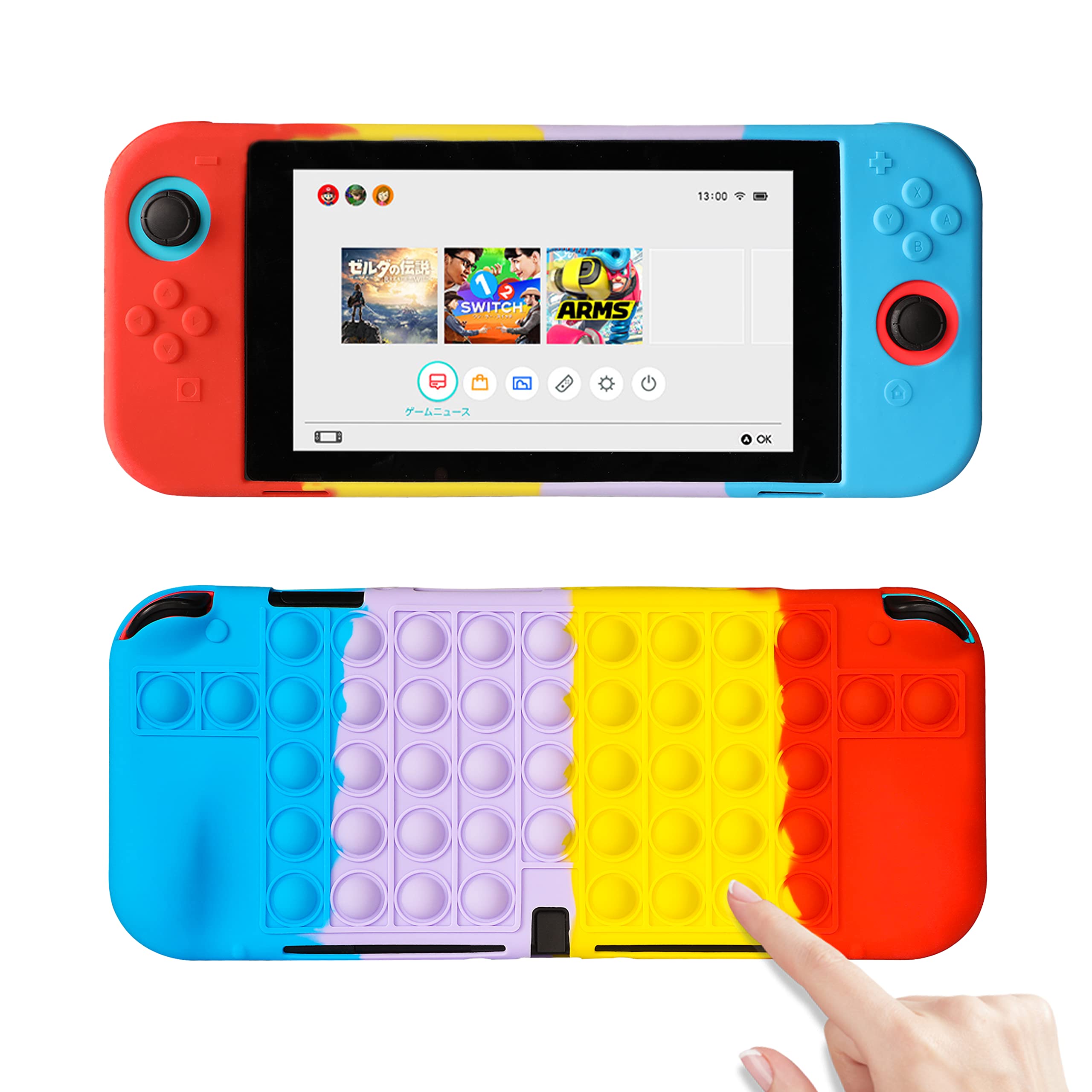 Coralogo Red Bubble Case for Nintendo Switch OLED NS Console Fidget Funny Kawaii Cute Silicone Cover Fidgets Design Fun Switch JoyCon Controllers for Girls Boys Cases for Nintendo Switch OLED