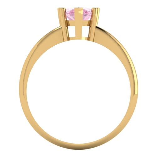 Clara Pucci 2.0 ct Pear Cut Solitaire Pink Simulated Diamond Wedding Bridal Designer Anniversary Engagement Ring Real 14k Yellow Gold