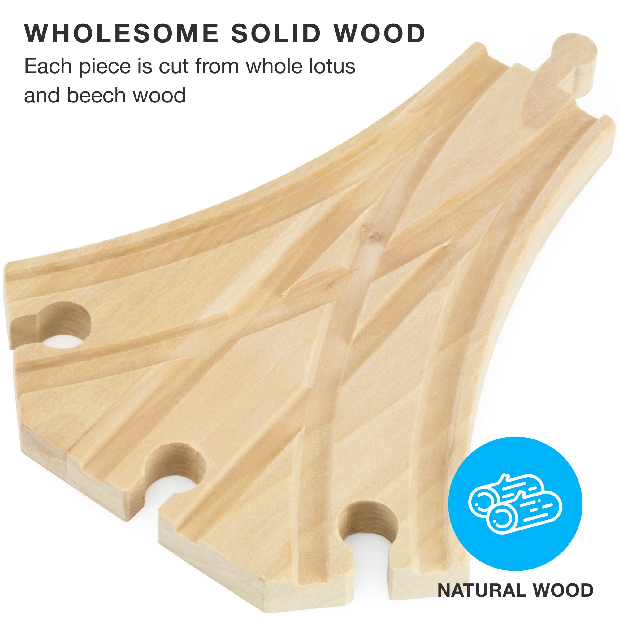 Conductor Carl Wooden Train Track Set, 42 Pieces - Solid Wood Wooden Train Track Accessories Compatible with Most Major Toy Train Brands - Single Piece, Interlocking Wooden Train Tracks