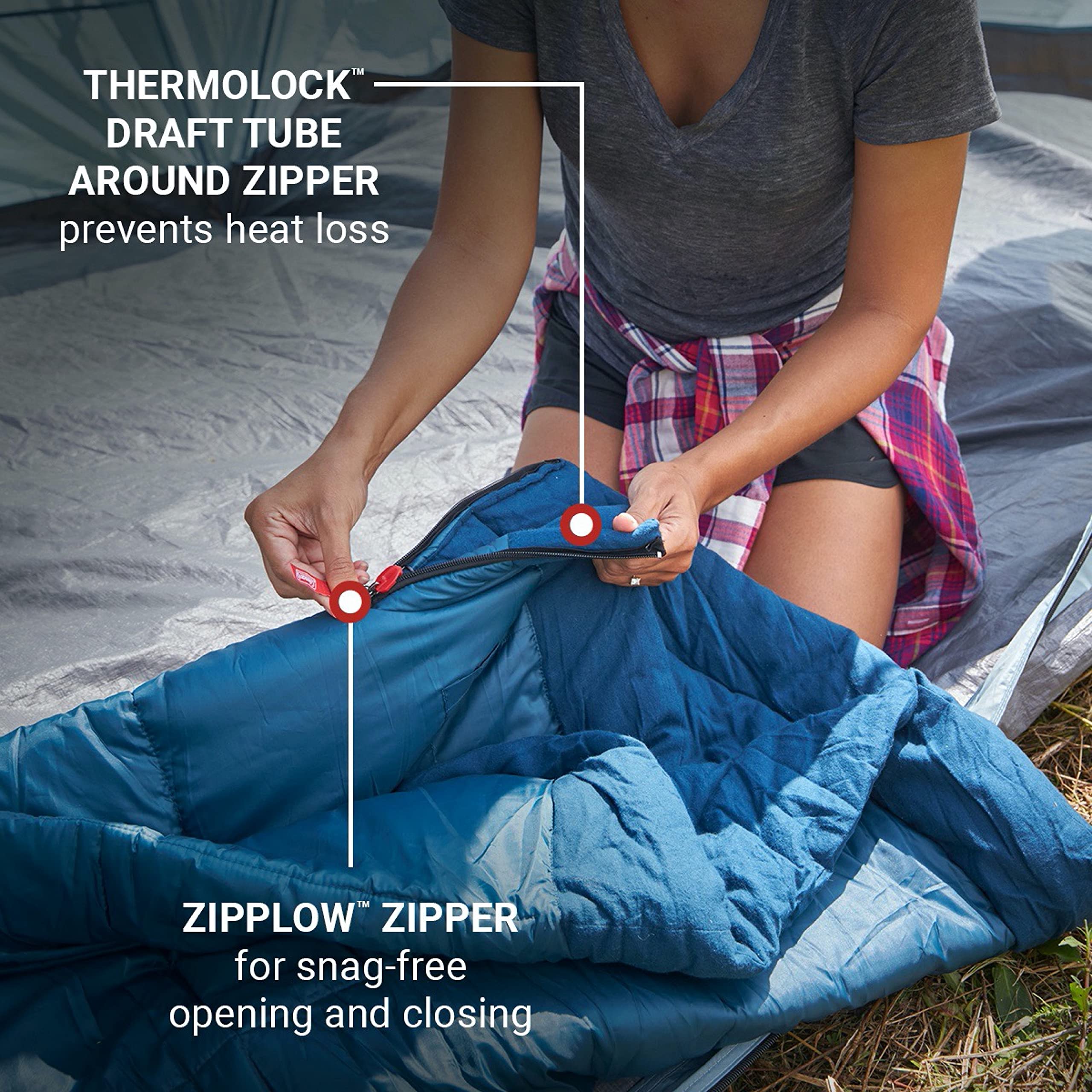 Coleman Kompact Sleeping Bag, Indoor/Outdoor Lightweight Sleeping Bag for Adults, 20°F/30°F/40°F Options for Camping, Hiking, Backpacking with Included Compression Sack; Big & Tall