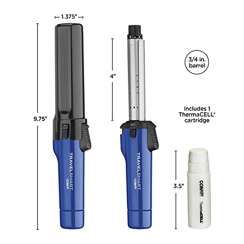 Conair Travel Curling Iron, Mini 3/4- Inch Thermacell Ceramic Curling Iron in Blue by Travel Smart