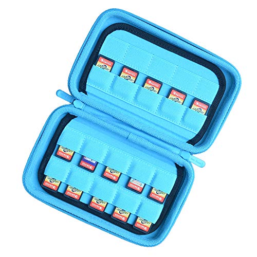 Deluxe Switch Game Case for 40 Nintendo Switch Games, Switch Game Card Holder, Storage Case for PS Vita Game or SD Cards, Turquoise Blue