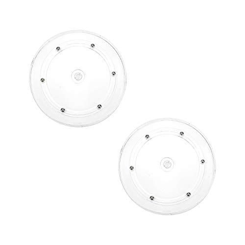 FarBoat 2Pcs 7-Inch Plastic Turntable Acrylic Turntable Organizer Plastic for Kitchen Cabinets Spice Rack Table Cake Pantry Decoration (Clear)
