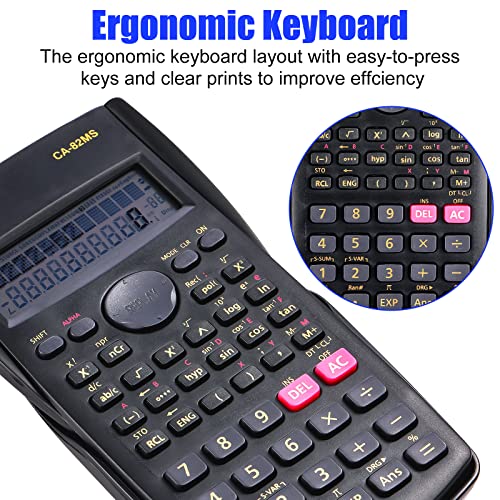 Saillong 2-Line Engineering Scientific Calculator, Black Function Fractions Math Calculator for Middle, High School, Classroom, Student and Teacher (6 Pieces)