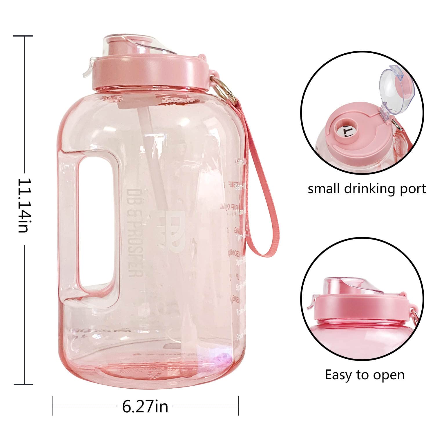 DB & PROSPER Large One Gallon Motivational Water Bottle With Time Marker | Bottles | Hydration | Gym | Exercise | Hiking | camping | water jugs | sports accessories | wellness