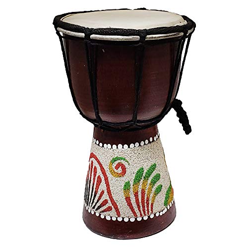 Djembe Drum Sand Blasted Unique Effect African Inspired Hand Made Decor Coastal Beach Elephant Accent Music For Beginners Kids And Adults Also An Awesome Gifting Idea (8 inch, Elephant)