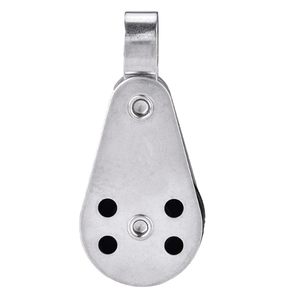 Dilwe Rope Pulley Block, Stainless Steel Single Pulley Block Kayak Canoe Boat Anchor Trolley Kit for Boating Sailing