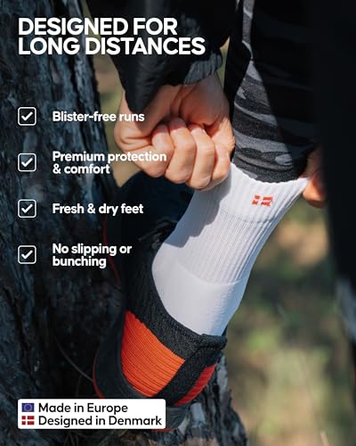 DANISH ENDURANCE Long Distance Running Socks, Quarter, Cushioned & Moisture Wicking, 3 Pair Pack for Men & Women