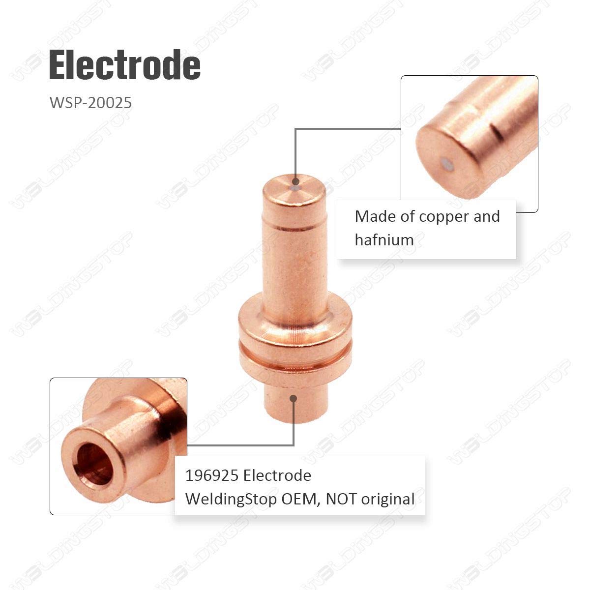WeldingStop 10 x 196925 Electrode + 10 x 196926 Tip/Nozzle for Miller Spectrum 125C Cutter ICE-12C Torch (Aftermarket Parts)