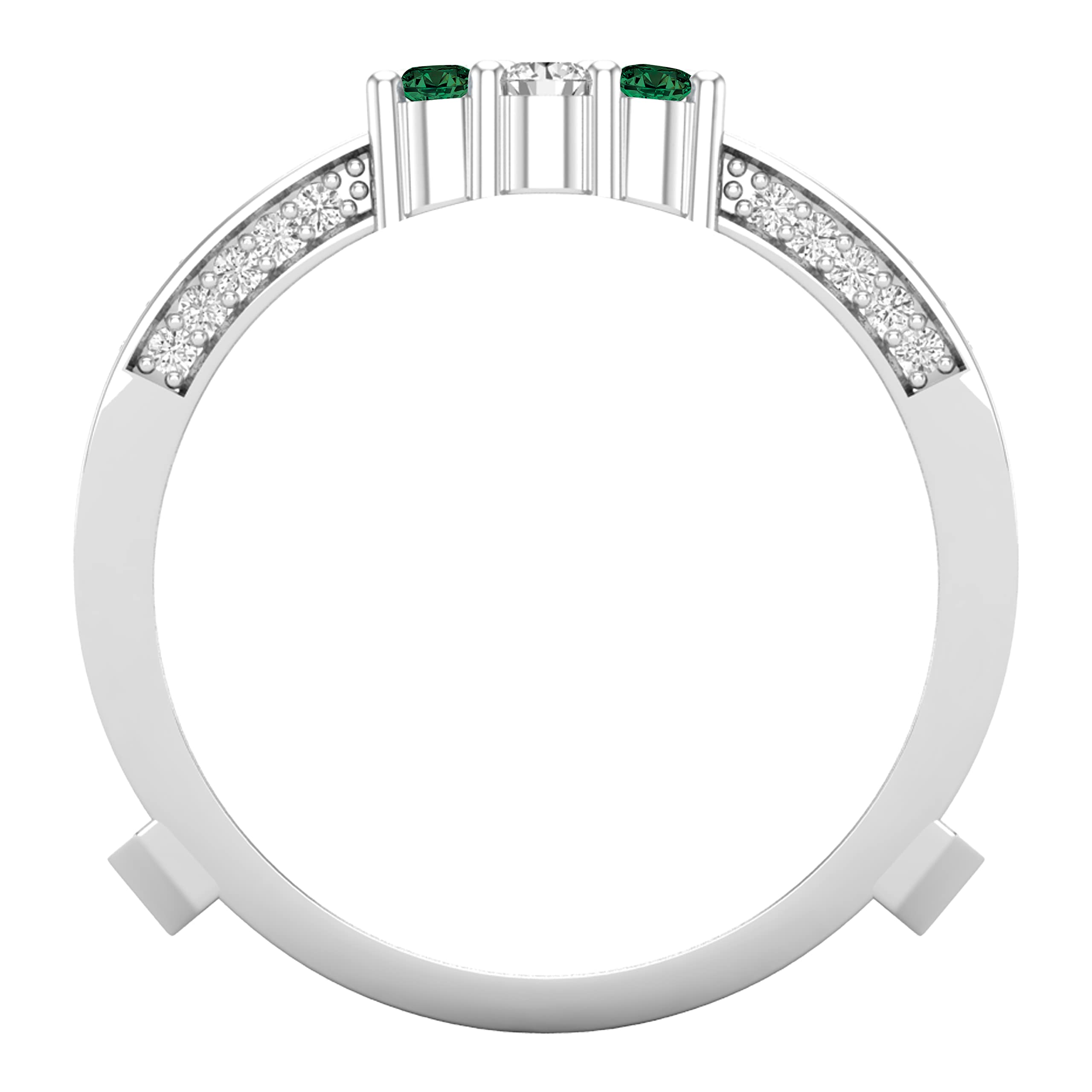 Dazzlingrock Collection Round Lab Created Emerald & Natural White Diamond Enhancer Double Wrap Guard Anniversary Band Ring for Women in 925 Sterling Silver, Size 7