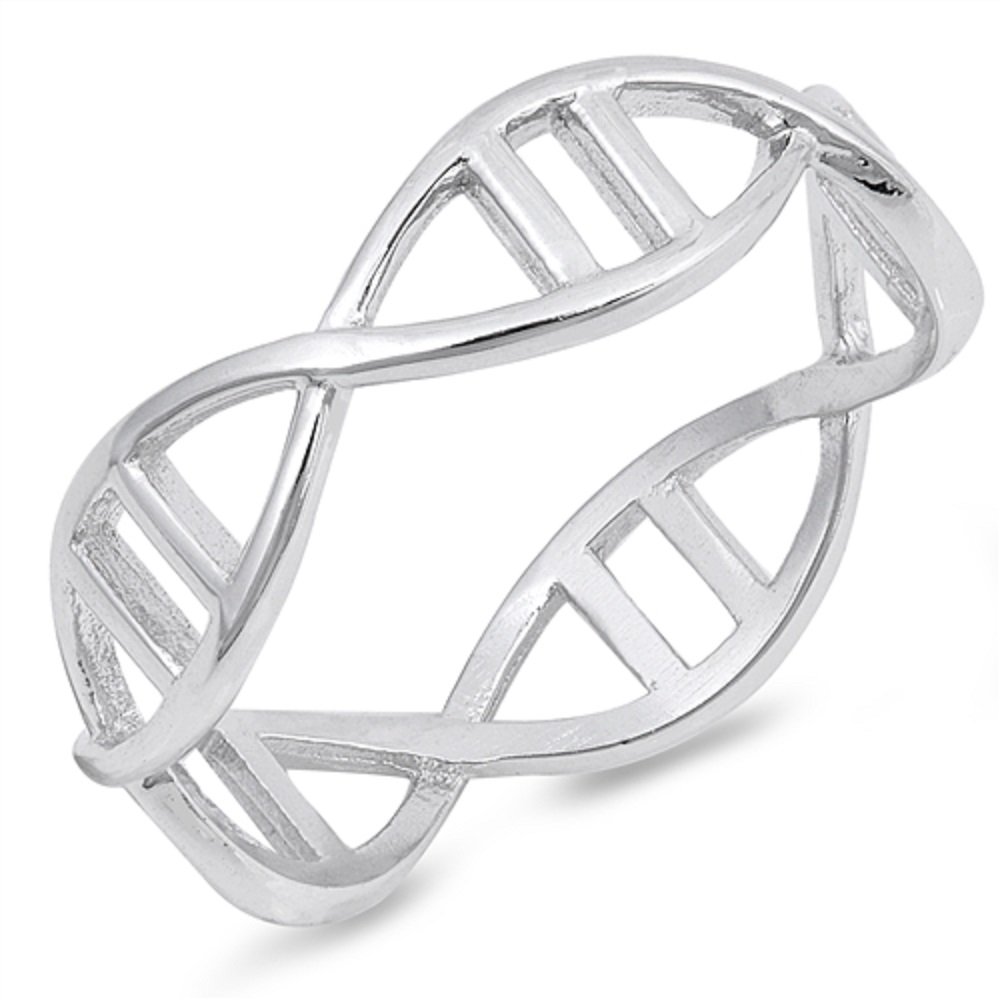 CloseoutWarehouse 925 Sterling Silver DNA Design Ring Size 7