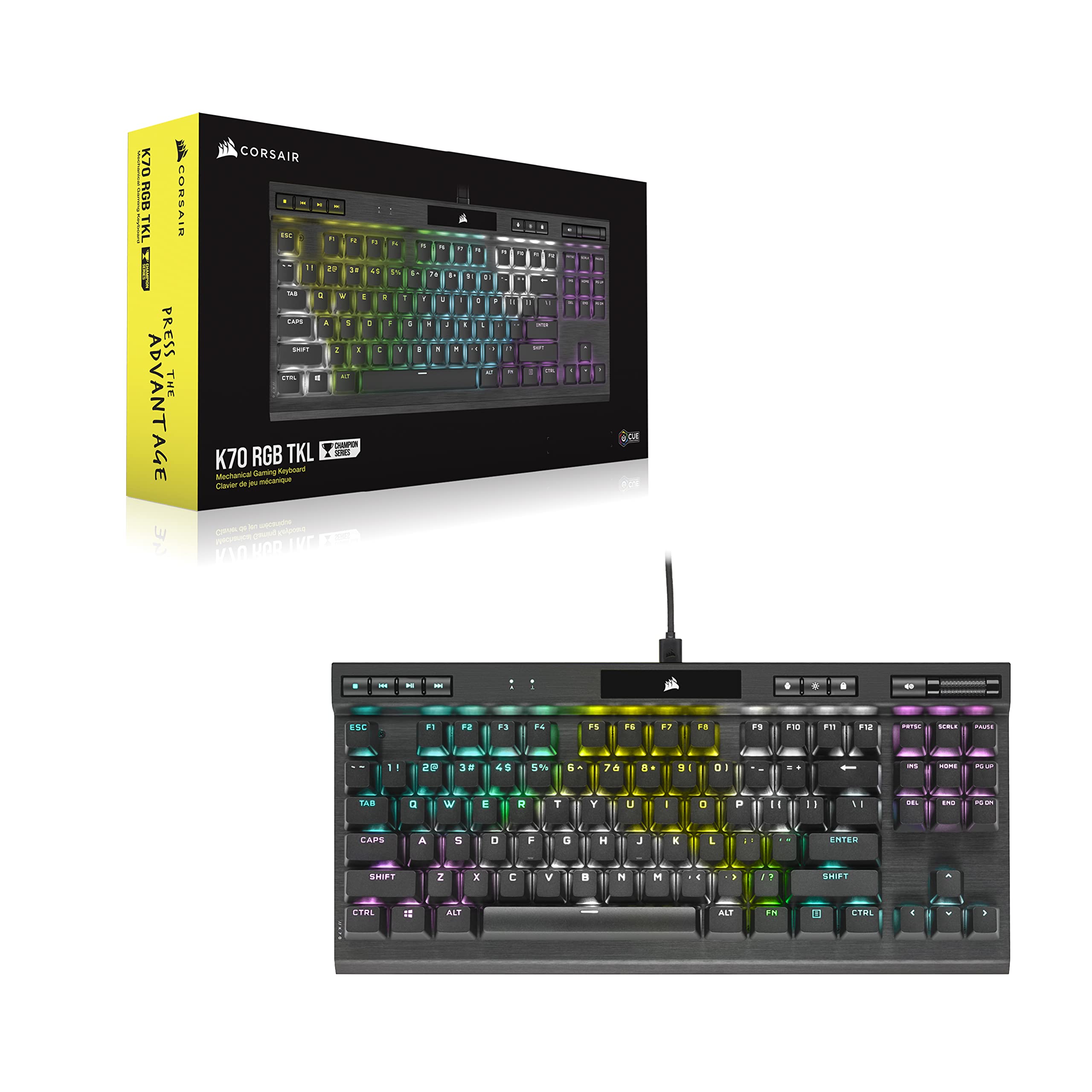 Corsair K70 RGB TKL CHAMPION SERIES Mechanical Gaming Keyboard — CHERRY MX Blue