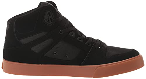 DC Men's Pure High Top Wc Skate Shoes Casual Sneakers, Black/Gum, 11