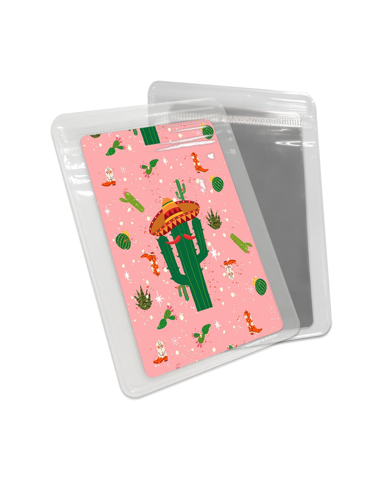 Green Cactus Small Compact Mirror for Purse, Tropical Western Cowboy Pink Travel Makeup Mirror for Women Men, Rectangular Handheld Compact Pocket Mirror 1 PCS