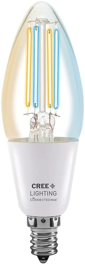 Cree Lighting Connected Max Smart Led Vintage Glass Filament Bulb B11 Candelabra 40W Tunable White, 2.4 Ghz, Compatible with Alexa and Google Home, No Hub Required, Bluetooth + WiFi, 6Pk, Clear