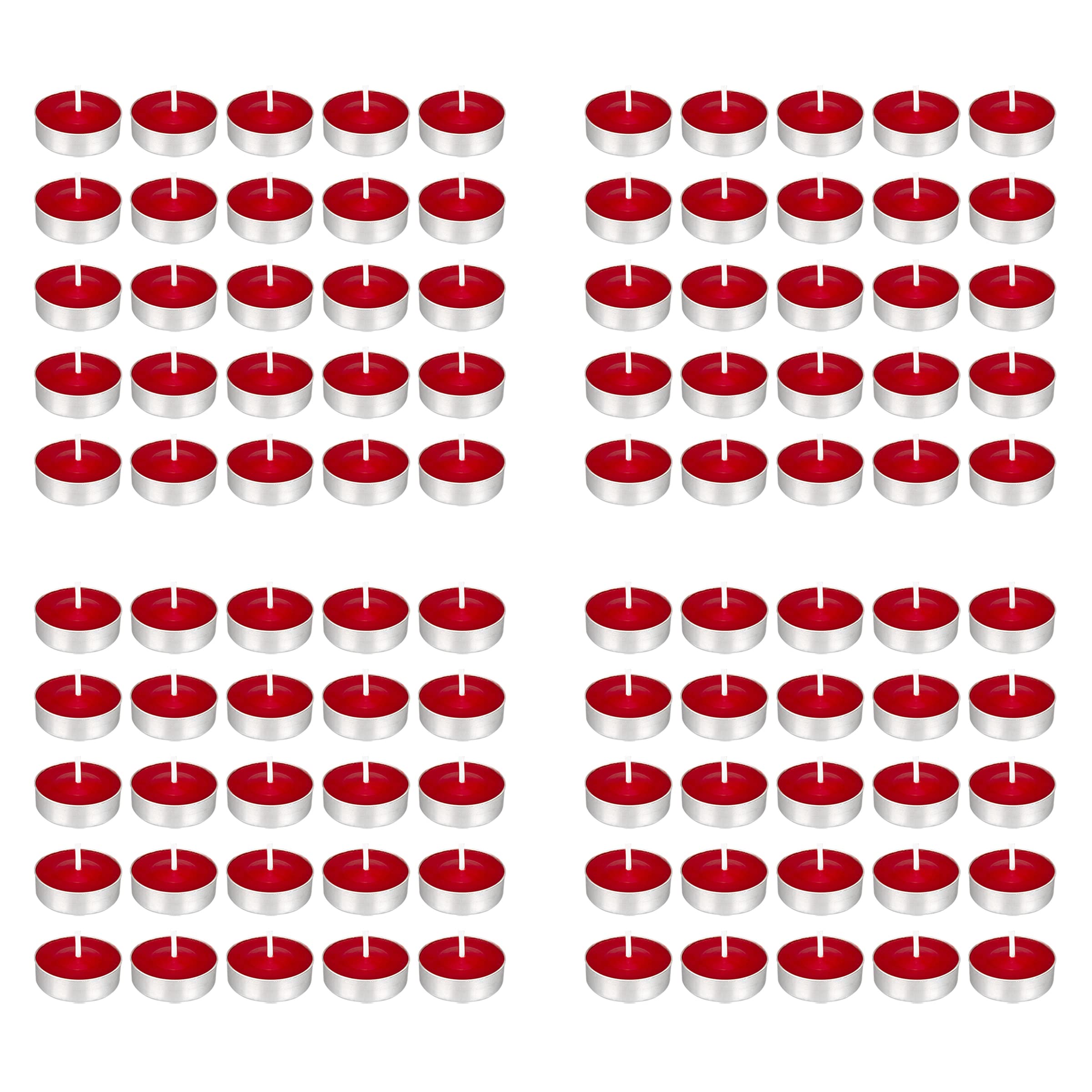 Mega Candles 100 pcs Unscented Red Tea Lights Candle, Pressed Wax Candles 3.5 Hour Burn Time, for Home Décor, Wedding Receptions, Baby Showers, Birthdays, Celebrations, Party Favors & More