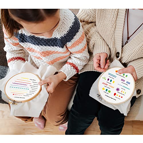 Santune Embroidery Kit - 3pcs Embroidery Patterns with Instructions for Beginners Cross Stitch Kits for Adults with 1 Embroidery Hoops, Color Threads and Needles, Good Hobbies for Women