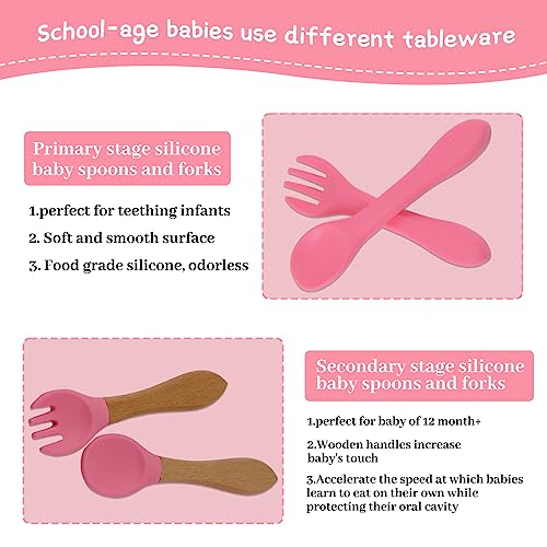 Silicone Baby Feeding Set,11Pack Toddlers Weaning Feeding Sippy Cup with Straw and Lid,Baby Bibs,Bowl Plate with Suction,Baby Feeding Supplies Set (Elephant_Light Pink)