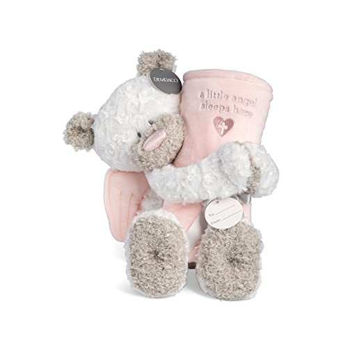 DEMDACO Guardian Angel Pink Polyester Ultra Soft Plush Bear and Receiving Blanket Set of 2