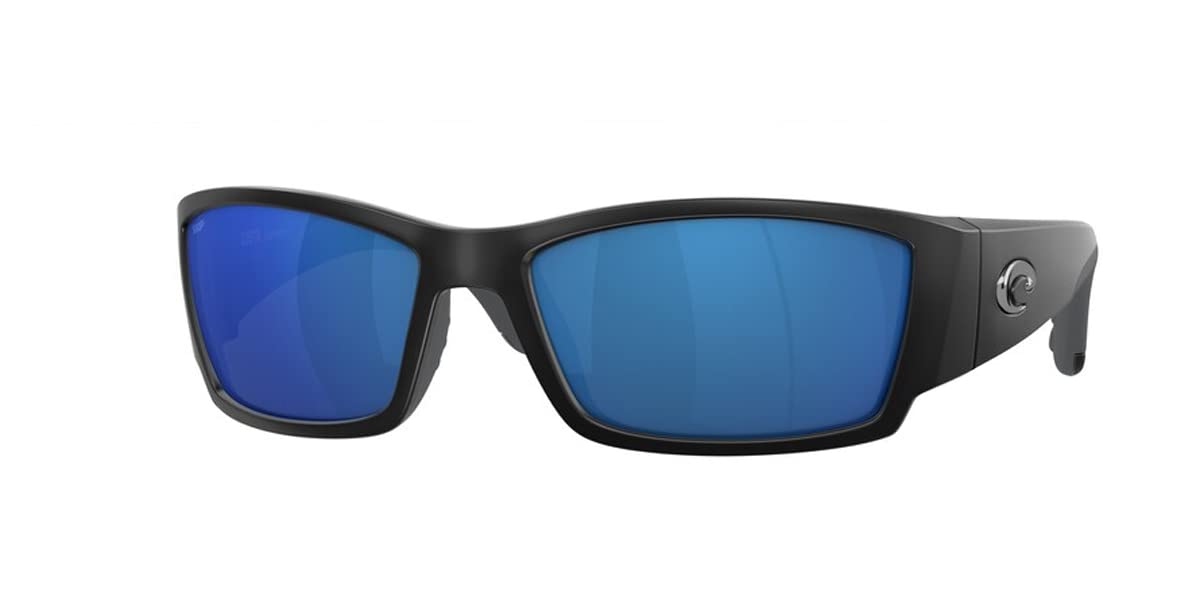 Costa Corbina 6S9057 905708 62MM 11 Matte Black/Blue Mirror 580P Polarized Rectangular Sunglasses for Men + Bundle With Designer iWear Kit