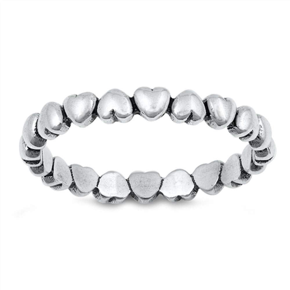 CloseoutWarehouse 925 Sterling Silver Oxidized Hearts Band Ring Size 7
