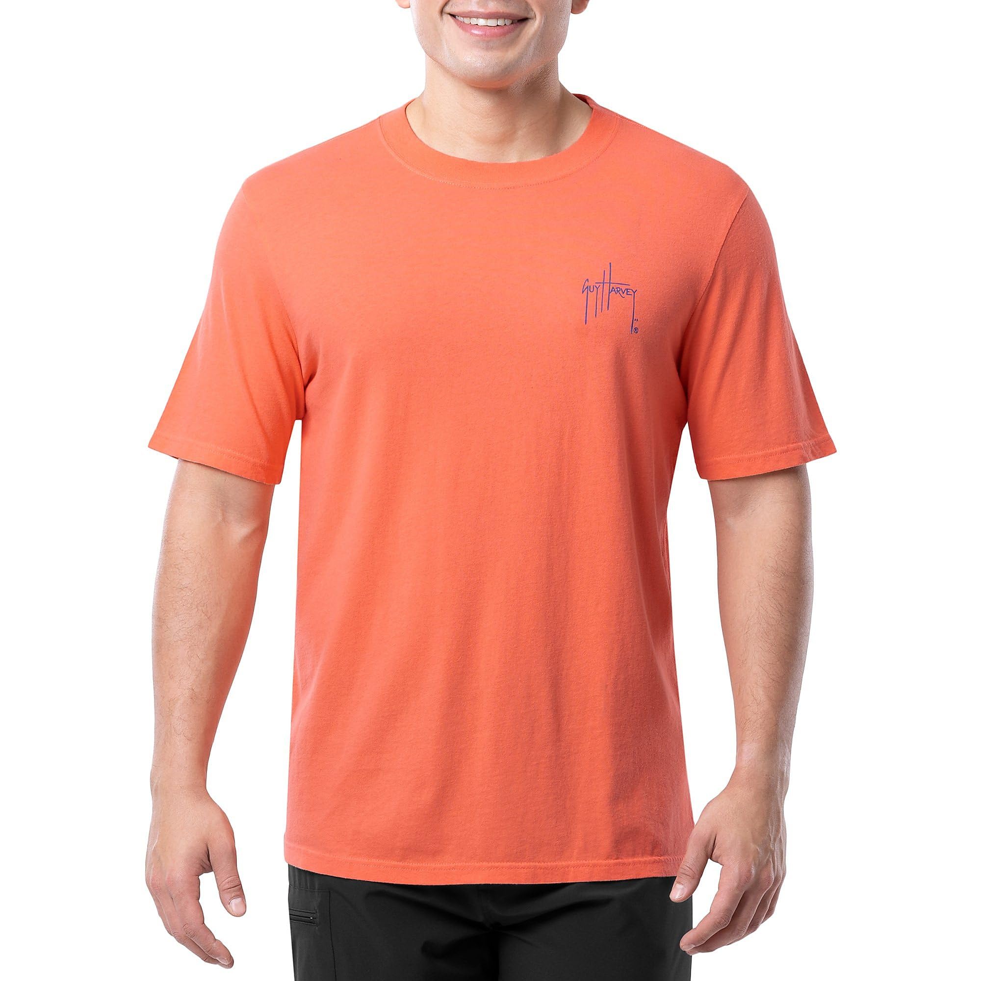 Guy Harvey Men's Short Sleeve T-Shirt, Living Coral/Sport Fishing, 3X-Large