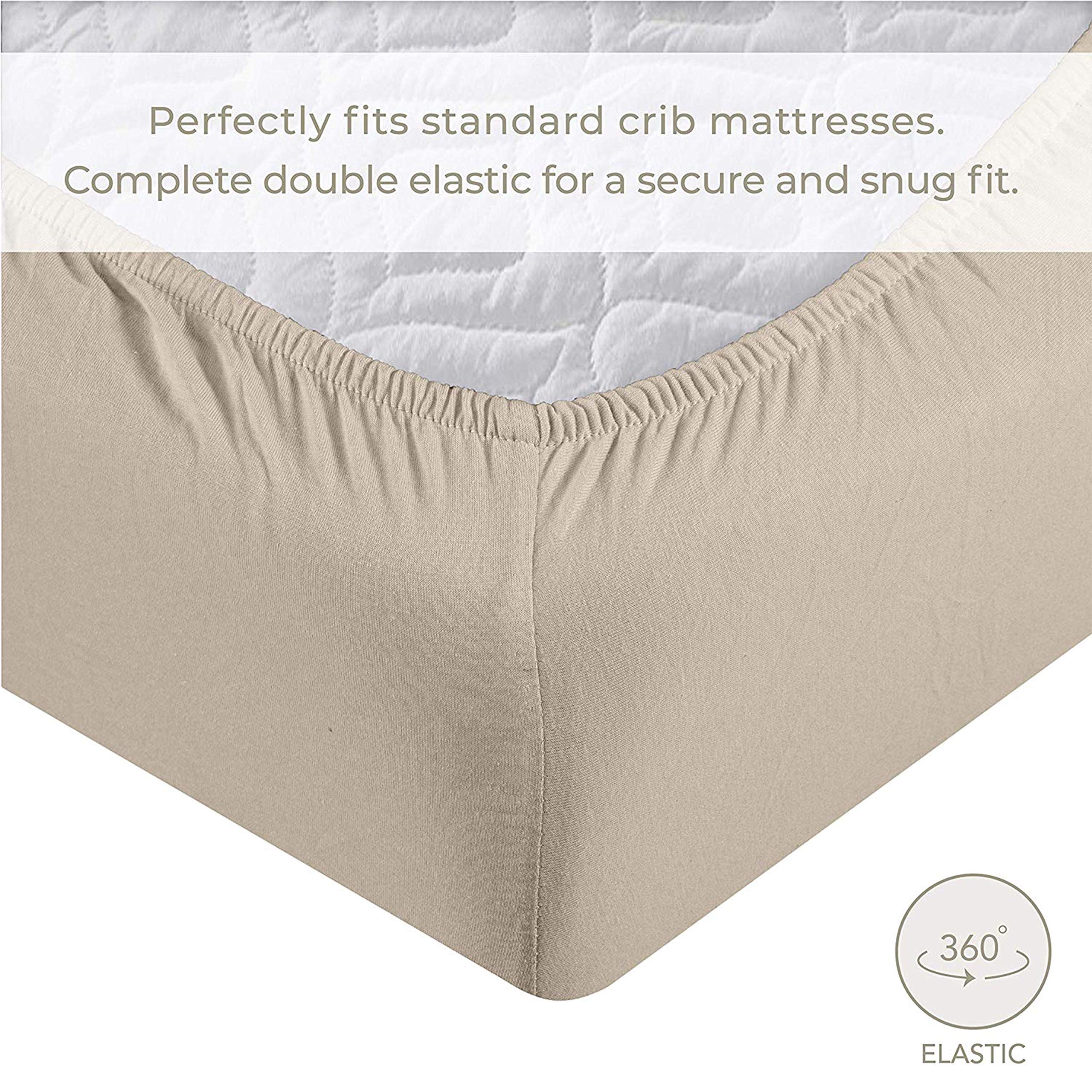 Cuddles & Cribs 100% Cotton Jersey Fitted Crib Sheet - 1 Pack, Natural