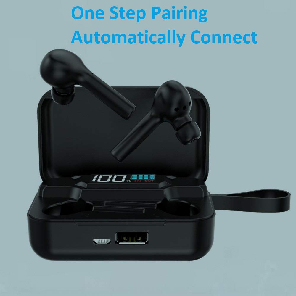 CUFOK Bluetooth Earbuds True Wireless Headphones Sports HiFi Bass Touch Control TWS Ear Buds with Charging Case Noise Cancelling Headset with Microphone for iPhone Android Phone