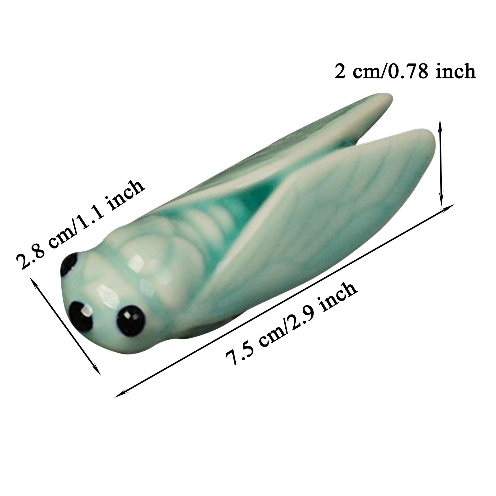 EORTA 4 Pcs Chopstick Rests Cute Ceramic Cicada Shaped Knife Rests Chopsticks Holder for Home Decor, Dinner, Restaurant, Gift, Crafts, 7.5 cm