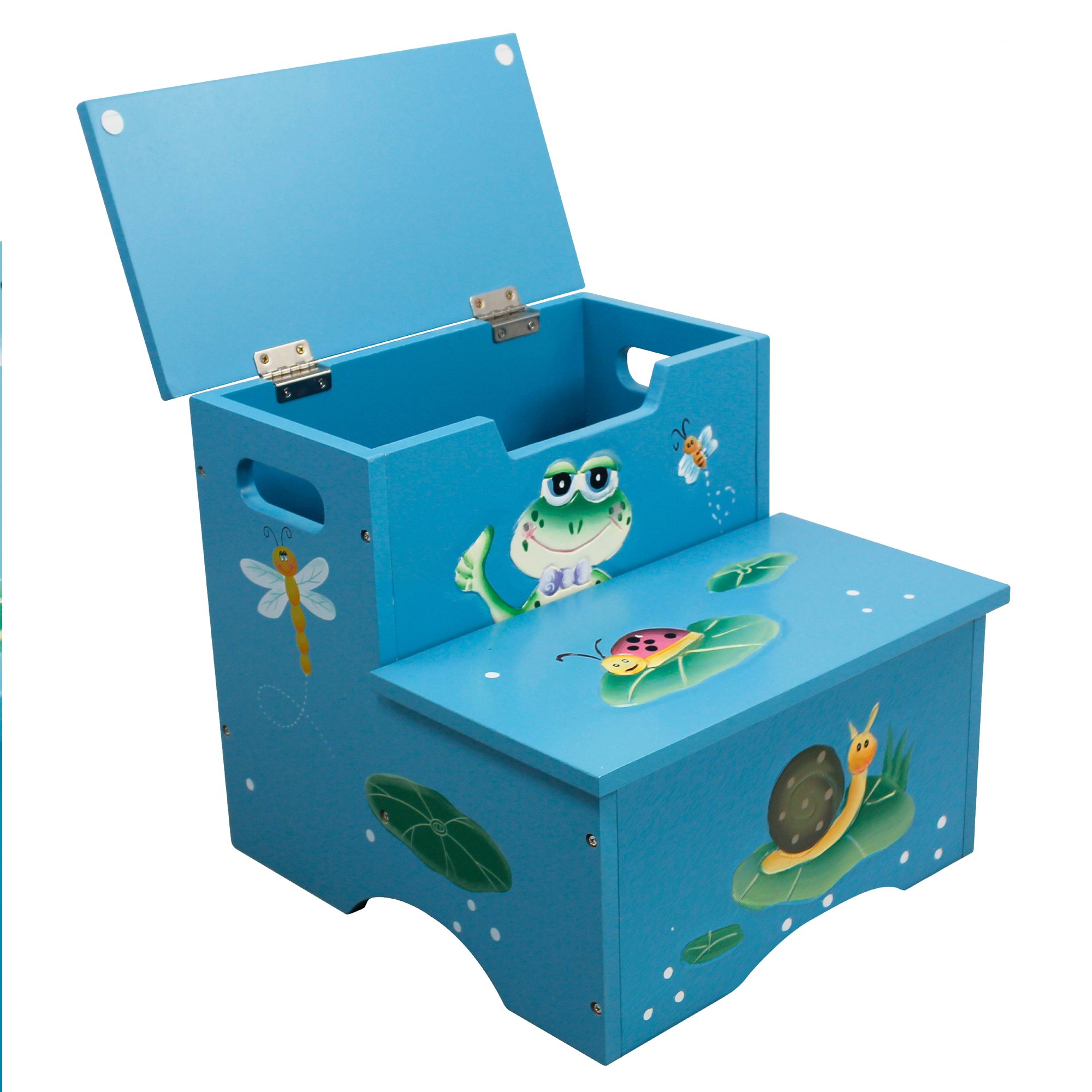 Fantasy Fields - Froggy Thematic Kids Wooden Step Stool with Storage | Imagination Inspiring Hand Crafted & Hand Painted Details Non-Toxic, Water-Based Paint