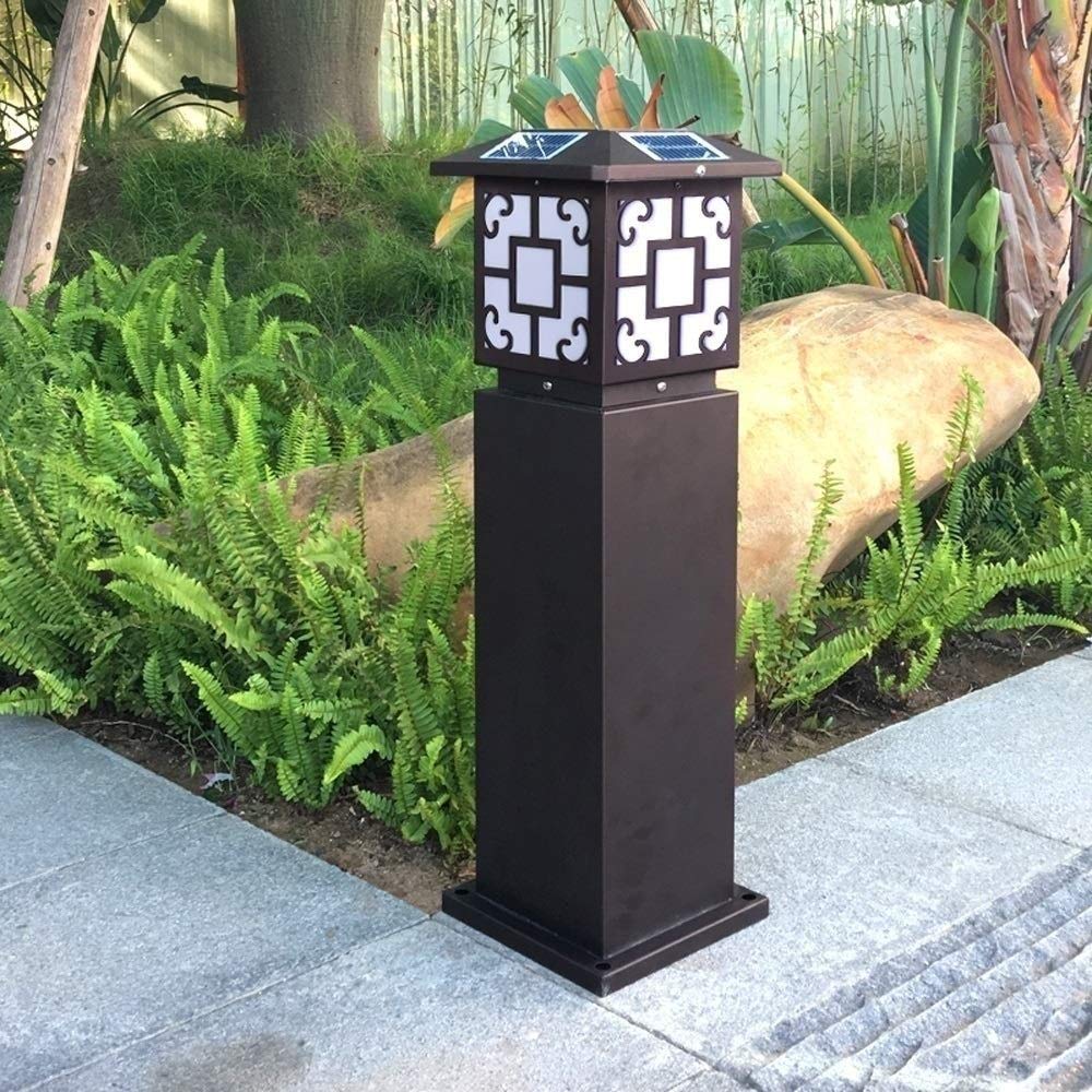 ZMY Vintage Acrylic Lampshade Pillar Lighting Retro Anti-Rust LED Outdoor Column Lamp Waterproof Garden Post Light Lawn Landscape Door Home Park Pathway Illumination