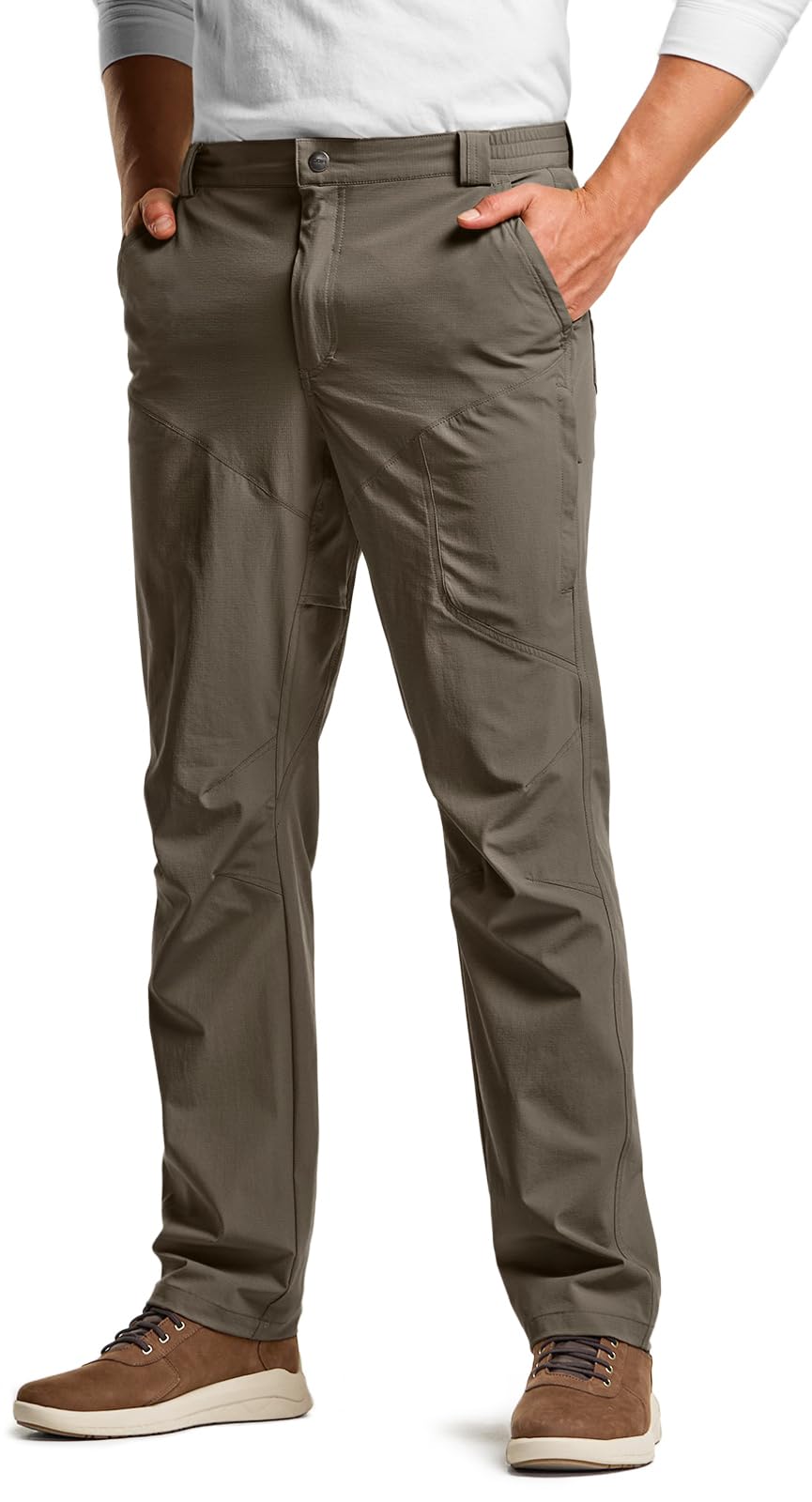 CQR CLSL Men's Vent Stretch Pants, Cool Dry Lightweight Casual Cargo Pants, Water Resistant Straight-Fit Utility Work Pants, Shenandoah Sand khaki, 36W x 32L