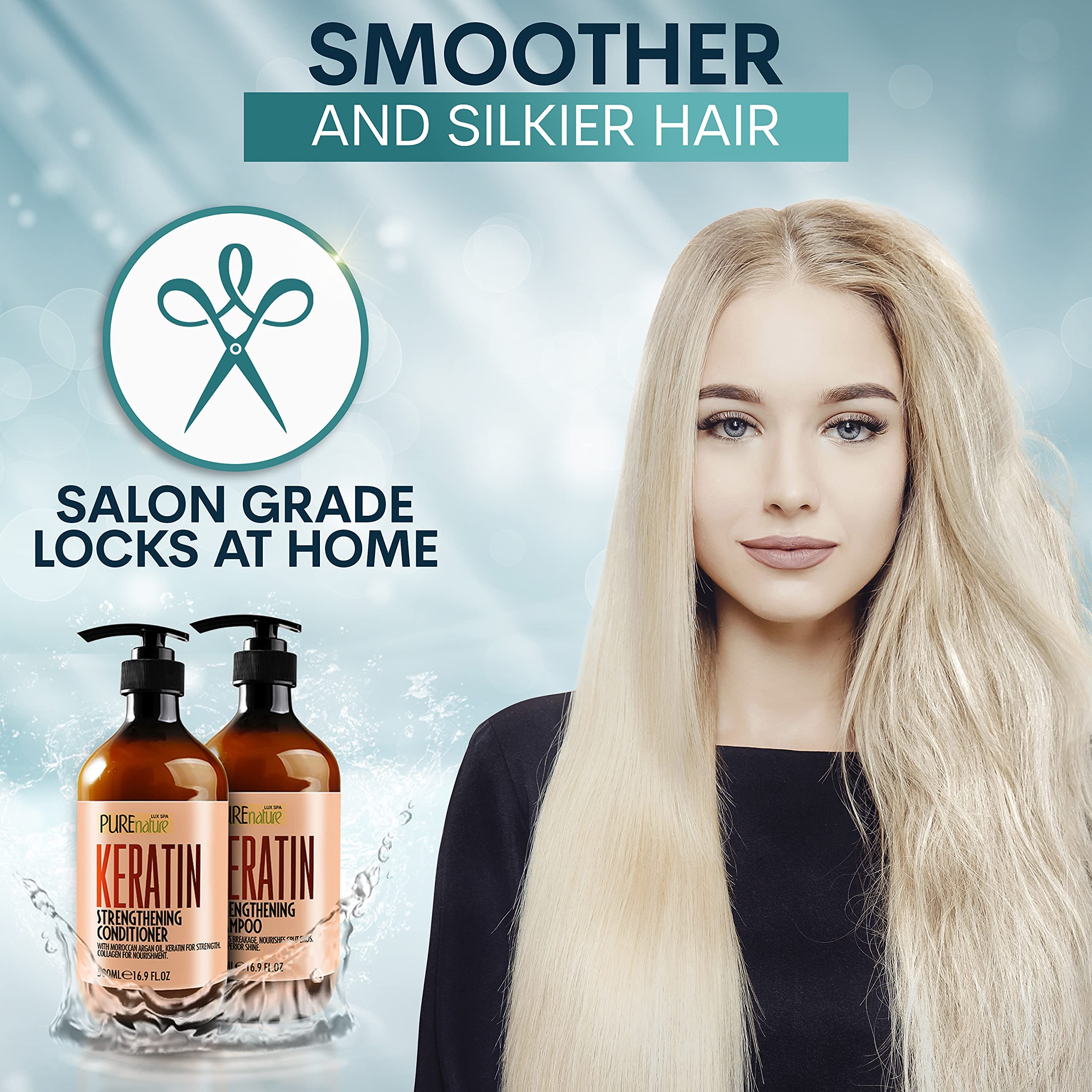 PURE NATURE Keratin Shampoo and Conditioner Set and Keratin Hair Mask