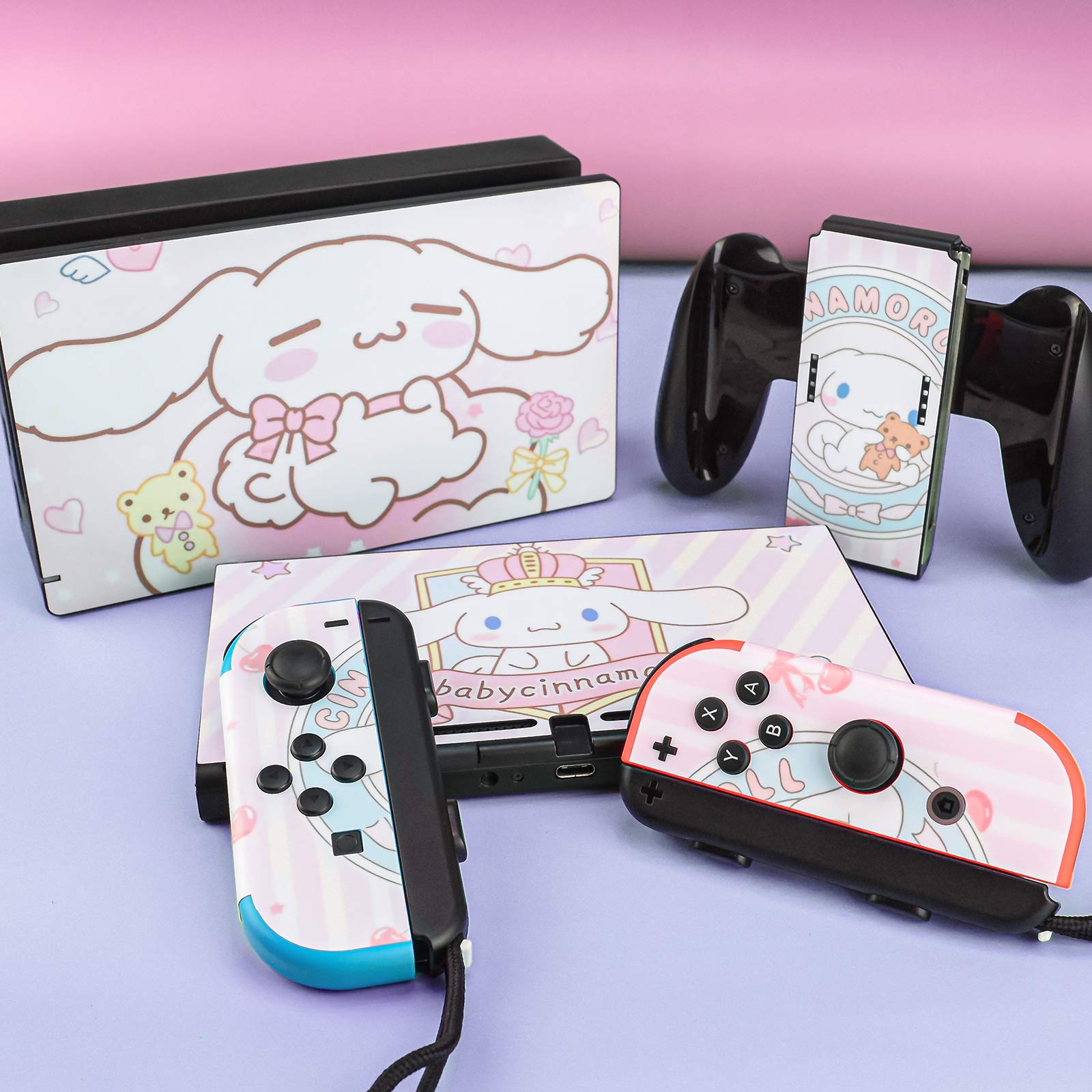 DLseego Switch Skin Sticker Pretty Pattern Full Wrap Skin Protective Film Sticker Design for Switch-Pink Dog