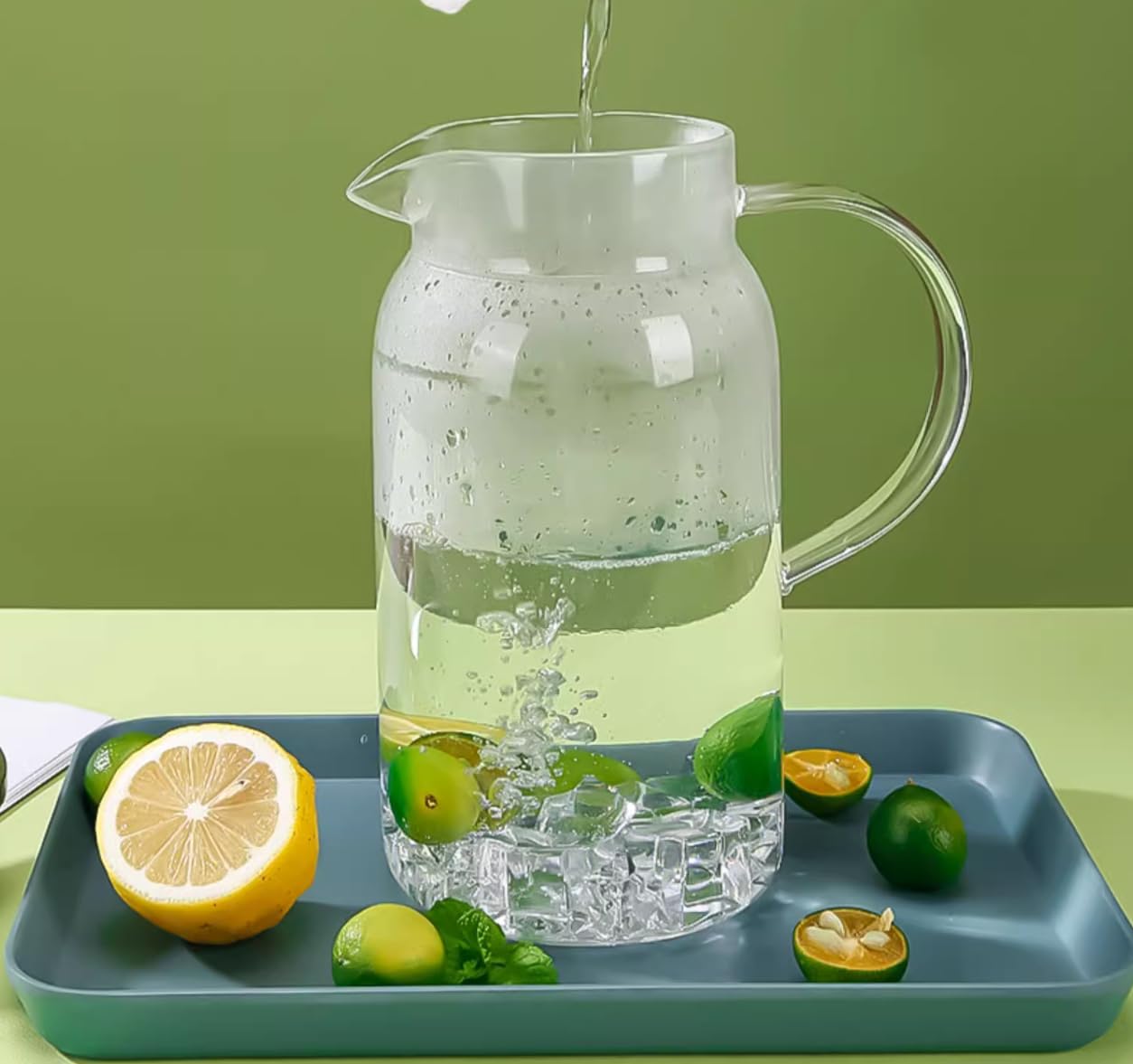 Glass Pitcher,85oz/2500ml Jug with Lid,Glass Carafe for Hot/Cold Water, Iced Tea Pitcher, Pitcher for Coffee