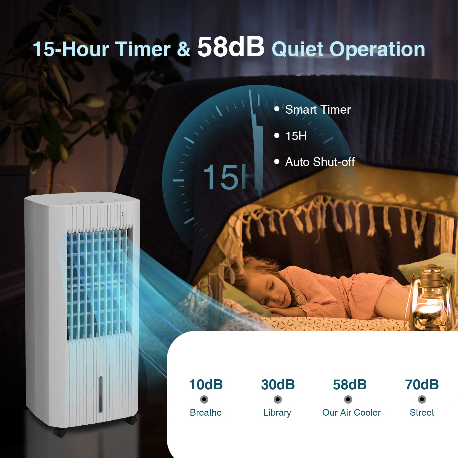 COSTWAY Evaporative Air Cooler, Portable Swamp Cooler with Remote, 2 Ice Packs, 15H Timer, 1.3 Gal Water Tank, 60° Oscillation, 3 Modes, 3 Speeds, LED Display, Evaporative Cooler for Bedroom Office