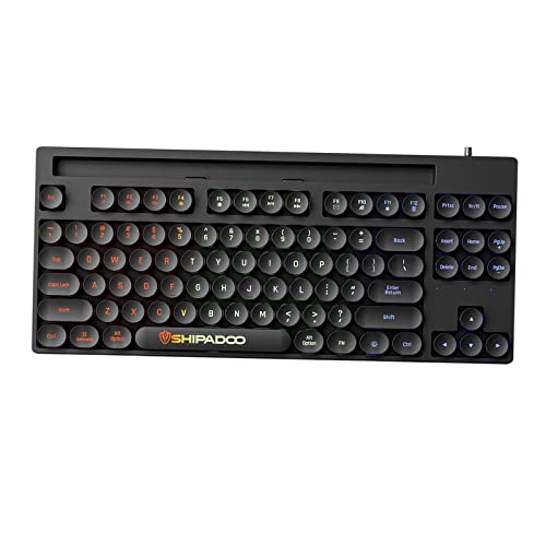 Durable Gaming Keyboard Scratchproof Replacement PP Keycap Rainbow Backlit Smooth Quick Response 87 Keys Wired Keypad for Laptop Desktop PC, Black
