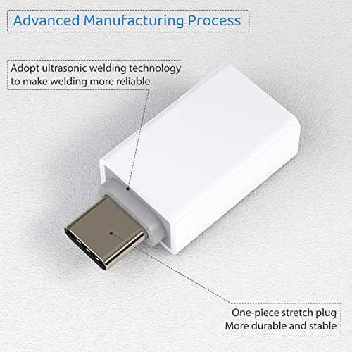 USB C to USB Adapter Pack-2,USB-C Male to USB 3.0 Female Adapter for MacBook Pro 2021/2020 iMac iPad Pro/Mini 6 Pixel 6 5 4 XL USB C Wall Plug Charger and Any Type C or Thunderbolt 4/3 Devices,White