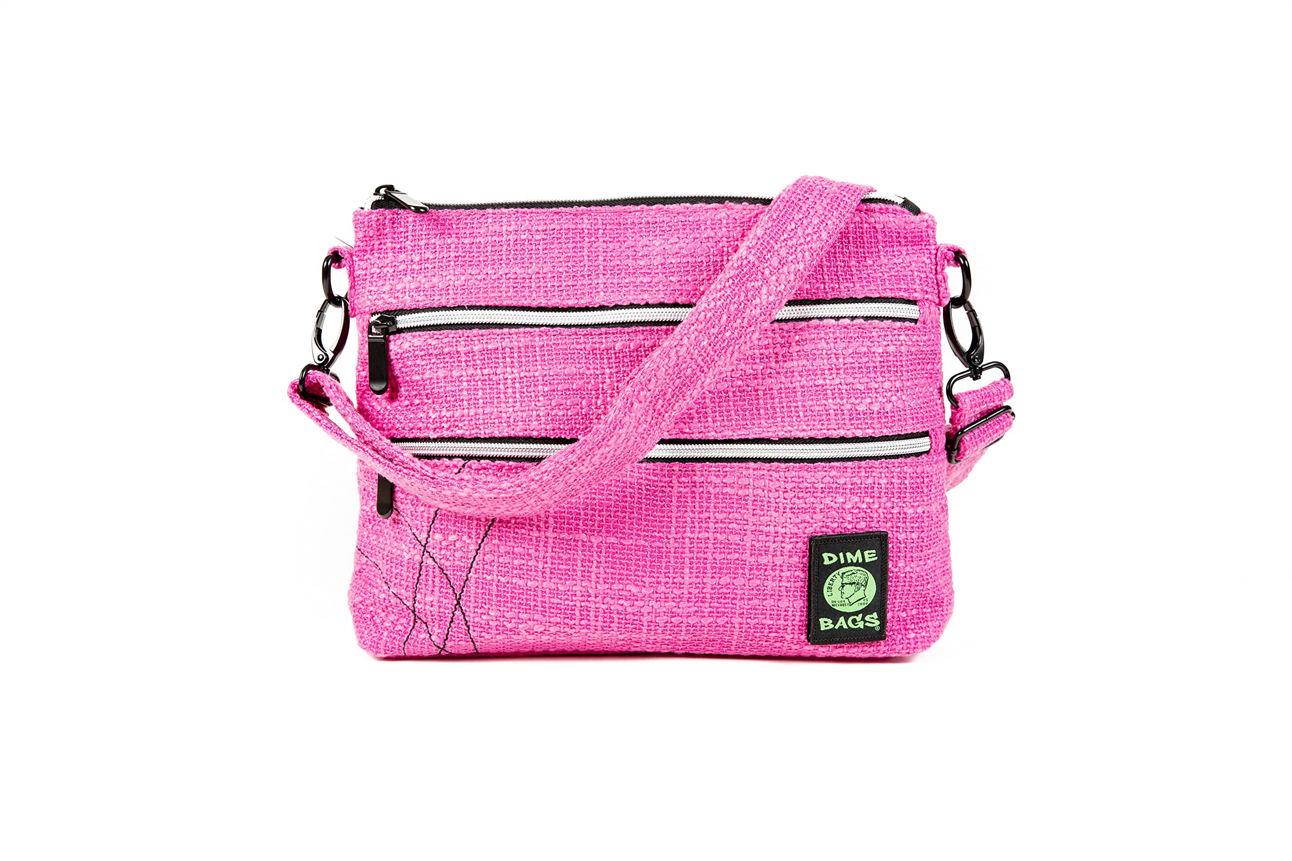DIME BAGS - Day Tripper - Hemp Shoulder Bag, Crossbody and Clutch Purse, Custom Interior Lining by Ellie Paisley (Black)