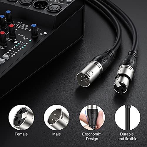 EBXYA 100Ft XLR Microphone Cables 2 Packs - Premium Balanced Mic Speaker Cable with 3 Pins XLR Male to Female 100 Feet, Black